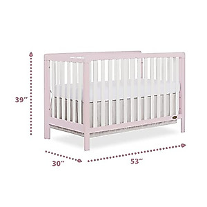 Dream On Me Ridgefield 5-in-1 Convertible Crib in Blush Pink & White, Greenguard Gold Certified
