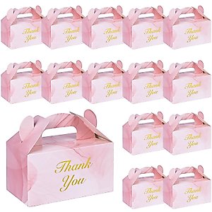 HONEYGIFTS 16PCS Party Favor Boxes, Pink Candy Gift Boxes Thank You Party Favors Treat Boxes for Wedding Birthday Baby Shower, 6.1×3.5×3.3 Inch