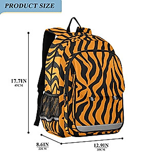 ALAZA Tiger Orange Stripe Repeated Seamless Black Jungle Safari Casual Backpack Travel Daypack Bookbag