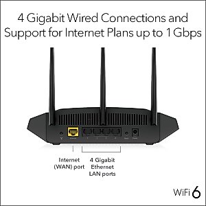 NETGEAR Nighthawk WiFi 6 Router (RAX36S) – 4-Stream Gigabit Router AX3000 Dual-Band Wireless Speed (Up to 3Gbps) | Covers up to 2,000 sq. ft., 25 Devices | Includes 1-Year Armor Internet Security