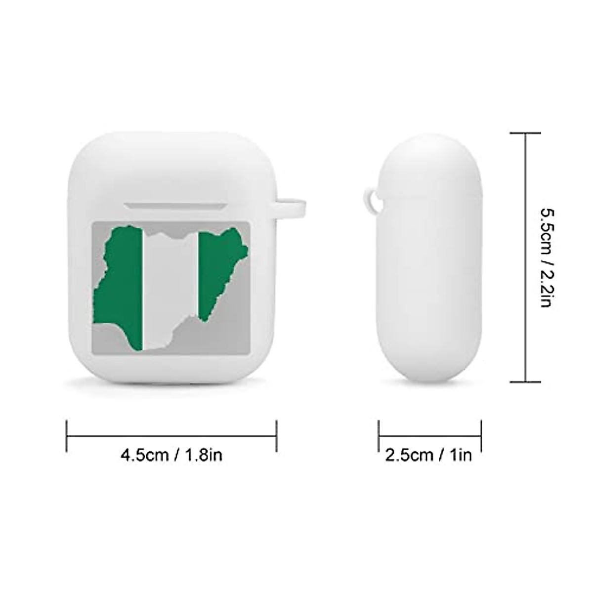Nigeria Flag Map Silicone AirPods Case Protective Cover Compatible with AirPods 2 & 1 with Keychain