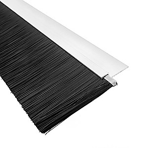 uxcell Door Brush Bottom Sweep h-Shape Aluminum Alloy Holder with 3.2-inch Black Nylon Brush, 1000mm x 108mm(Approx 39.37-inch x 4.25-inch)