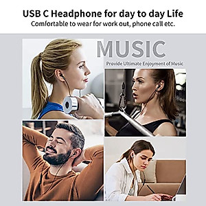 Jiunai USB C Headphone for Samsung S23, in-Ear Wired Digital Type C Ear Buds Noise Isolating Bass Driven Stereo Earphones with Mic Headset for Galaxy S22 S21 Ultra Z Fold 4 OnePlus 10T Pixel 7 Pro