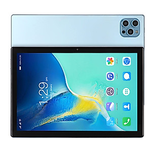 Jopwkuin 2 in 1 Phone Tablet, 10.1 Inch Tablet Octa Core CPU Stereo Dual Speakers 100‑240V for Work (US Plug)