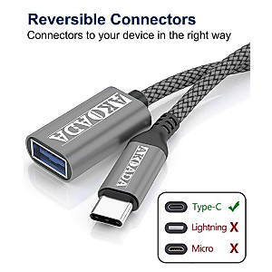 USB C to USB 3.0 Adapter (6.6ft),USB Type C Male to USB 3.0 Female OTG Cable Thunderbolt3 to USB Adapter Compatible with iPhone 16 Pro Max/16 Plus/16/15, iPad MacBook Pro/Air 2023, Galaxy S24/S23/S22