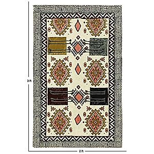 Casavani Beige, Black Tribal Cotton Hand Made Rug, Home Decorative Bohemian Kilim Rug Hand Woven Rag Rug Entryway for Living Room Laundry Room Dormat Bed Room Bathroom 4x10 Feet Runner