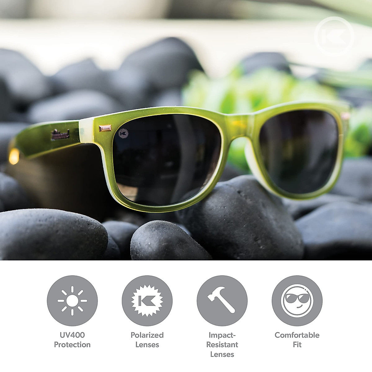 Knockaround Fort Knocks Polarized Sunglasses for Men & Women - Impact Resistant Lenses & Full UV400 Protection (Black on Black)