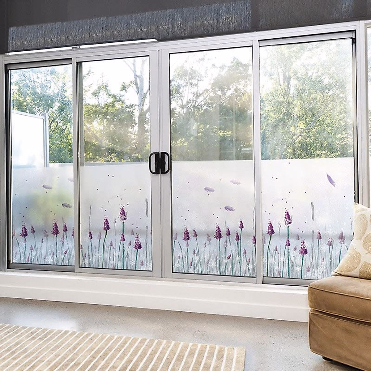 Glass Window Film Static Cling Glass Sticker Lavender Home Decorative Privacy Protection Frosted Stained Window Film Window Privacy Film (Color : 90cmx100cm)