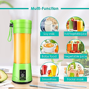 Vadaap Portable Blender, Personal Blender with USB Rechargeable Mini Fruit Juice Mixer, Personal Size Blender for Smoothies and Shakes Mini Juicer Cup Travel 380ML, Green, S