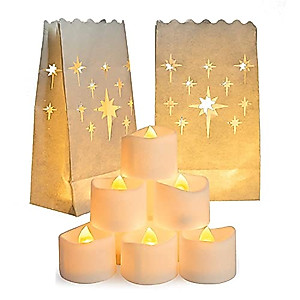 Homemory Value Set - 50 Luminary Bags & 48 Battery Tea Lights, Ideal for Christmas Decor