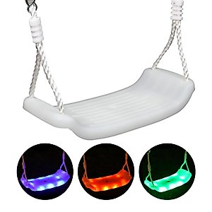 OMNISAFE LED Lighted Swing with Adjustable Rope Plastic Coated Tree Swing for Indoor Outdoor