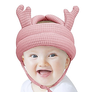 RONGXG Baby Adjustable Helmet Toddler Head Protector Hat Safety Helmet Infant Walker Bumper Hat Kids Headguard Baby Head Cap Kids Head Cushion Bonnet for Baby Age 6 Months to 5 Years, Pink, One Size