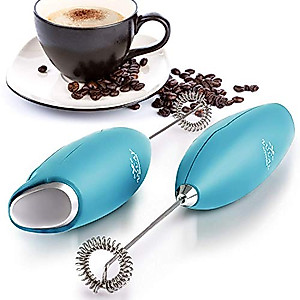 Zulay Original Milk Frother Handheld Foam Maker for Lattes - Whisk Drink Mixer for Coffee, Mini Foamer for Cappuccino, Frappe, Matcha, Hot Chocolate by Milk Boss (Matte Sky Blue) (Renewed)