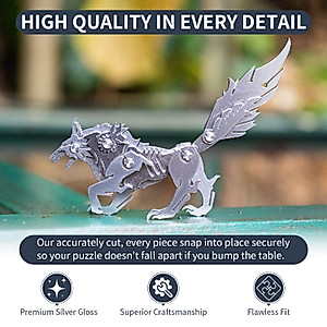 Microworld 3D Metal Puzzle, Mechanical Wolf 3D Metal Model Kits, Steel Warcraft Collection DIY Animal Brain Teasers Simple 3D Puzzles Home Decor Art Craft Gifts Toys for Adult Teens