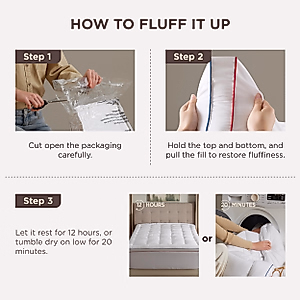 Bedsure Twin Mattress Topper, Pillow Top Mattress Topper Twin with Deep Pocket fits up to 21 Inches, Extra Soft Thick Bed Pad Cover with Fluffy Breathable, White