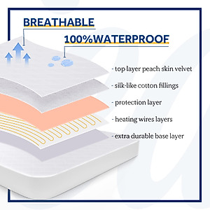 Sealy Heated Mattress Pad Queen Size 60x80 Inch | Luxury Quilted Waterproof Electric Mattress Cover with 10 Heat Setting Dual Controller & 1-12 Hours Auto Shut Off | Fit Up to 17" Deep Pocket