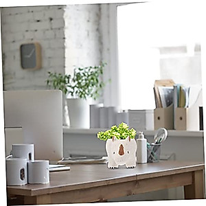 HANABASS Flower Pot Statue Flower Figurine Ceramic Cow Holder Oddish Succulent Bonsai with Vase Indoor and Elephant Air Planting Cute Center Desktop Tabletop Decoration Cartoon Decors Planting Pots