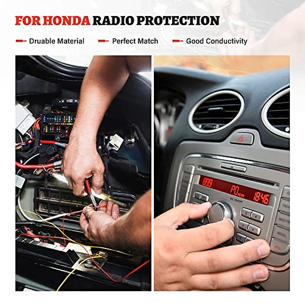 RED WOLF Car Radio Reverse Wiring Harness Female Connector Adapter Replace Factory OE OEM Wire Cable Compatible with 1999-2009 Honda Civic Accord CRV, 1999-2010 Acura RL CL Vehicles