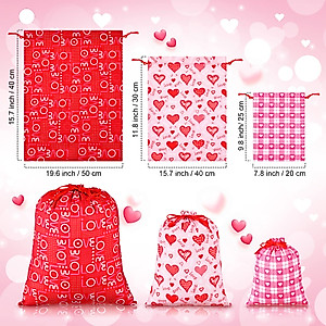 18 Pieces Large Wedding Gift Bags with Drawstring Valentine Gift Bags Anniversary Gift Bag for Weddings Party Supplies Valentine Classroom Exchange Gifts for Kids
