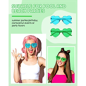 Colzzy 30 Pcs Heart Shaped Rimless Sunglasses Transparent Colorful Frameless Glasses Eyewear Bachelorette Party (Vivid Colors)