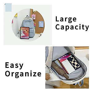 Kawaii Aesthetic Back to School Backpack with Lovely Pendant for Girls and Boys Christmas Gifts in 5 Colors (Black)