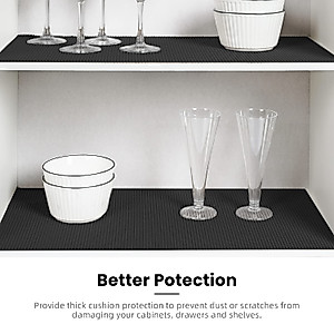 BAGAIL Drawer Liner, 12 in X 10 Ft Non-Adhesive Shelf Liners for Kitchen Cabinets, Thick Strong Grip Liners for Desk, Shelves, Bathroom Drawers, Cabinet Protection - Black