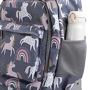 SKYMOVE 18 inches Wheeled Rolling Backpack for Boys and Girls Multi-Compartment School Students Books Laptop Trolley Bag Short Trip Carry-on, Light Gray Polar Bear