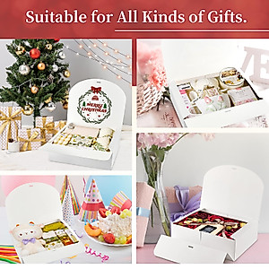 Ocmoiy 12 Pack Gift Boxes with Lids, 10.6x7.8x3.1 Inch White Paper Gift Box with Ribbon, Bridesmaid Proposal Box for Wedding, Packaging, Baby Shower, Birthday, Christmas, Party, Present Crafting