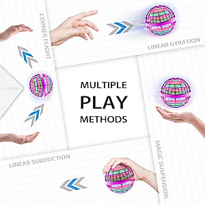 Flying Ball Toy Globe 360°Rotating Hand Controlled Flying Orb Ball Toys Magic Led Lights Controller Mini Drone Flying Toy Boomerang Fly Spinners for Kids Adults Indoor Outdoor (Purple)