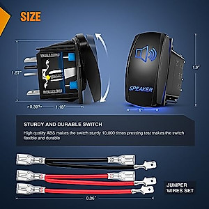 Nilight Speaker Rocker Switch Led Light Bar Switch 5 Pin Laser On Off SPST switches 20A/12V 10A/24V Switch Blue with Jumper Wires Set for Cars Trucks Boats ATVs UTVs RVs, 2 Years Warranty