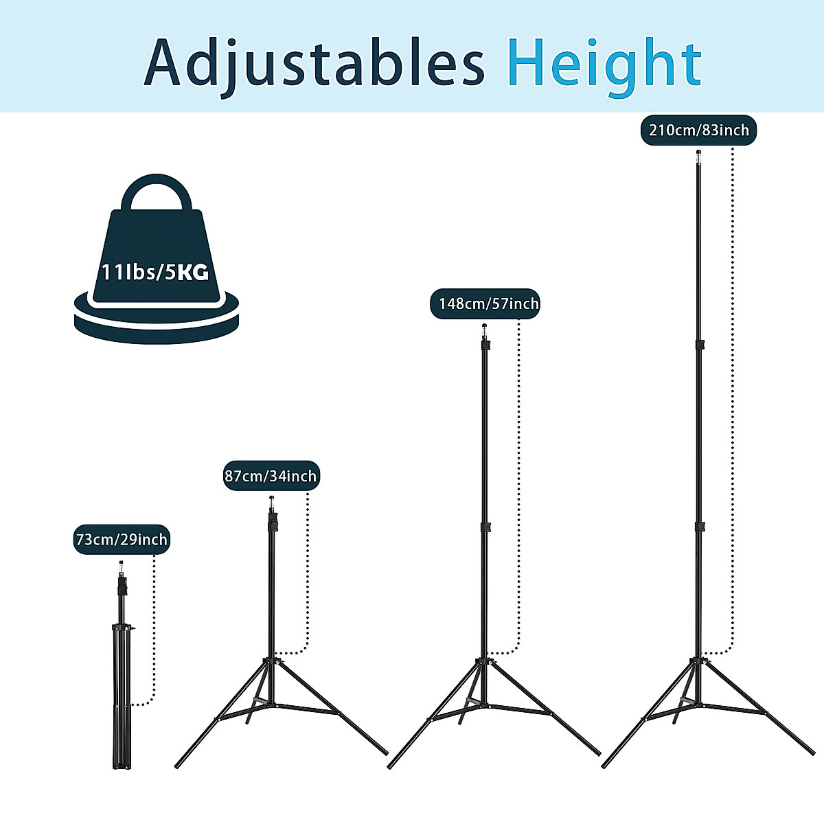 2 Pack Aluminum Light Photography Tripod Stand with Case,Altson 7 Feet Portable Photo Video Tripod Stand for Speedlight, Flash, Softbox, Umbrella, Strobe Light, Camera