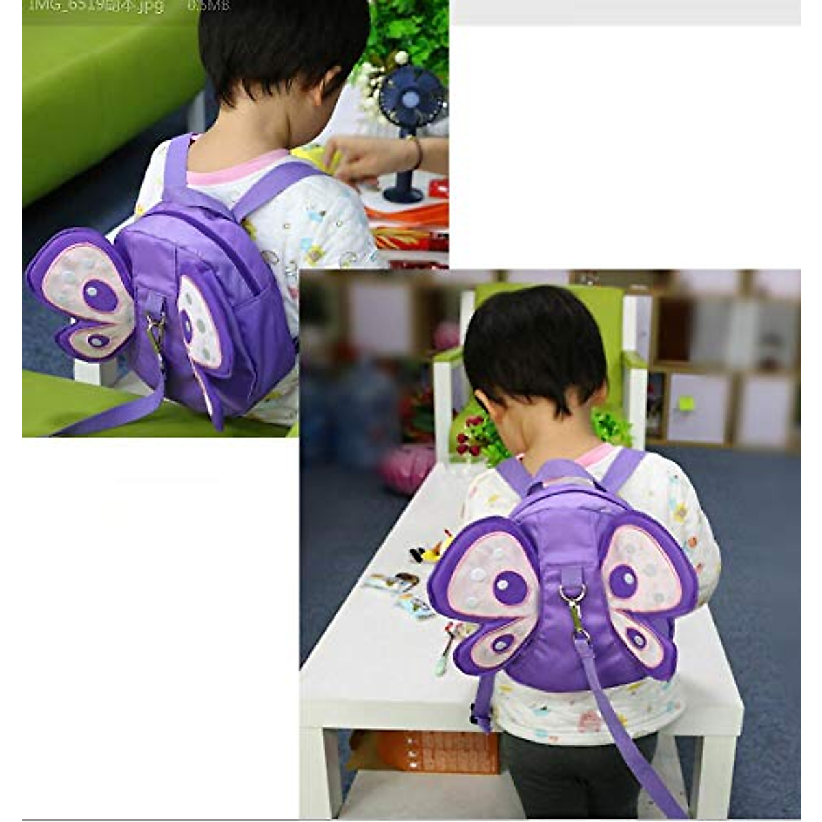 Hipiwe Baby Anti-Lost Backpack Butterfly Walking Safety Belt Harness Toddler Reins Strap with Leash (Purple)