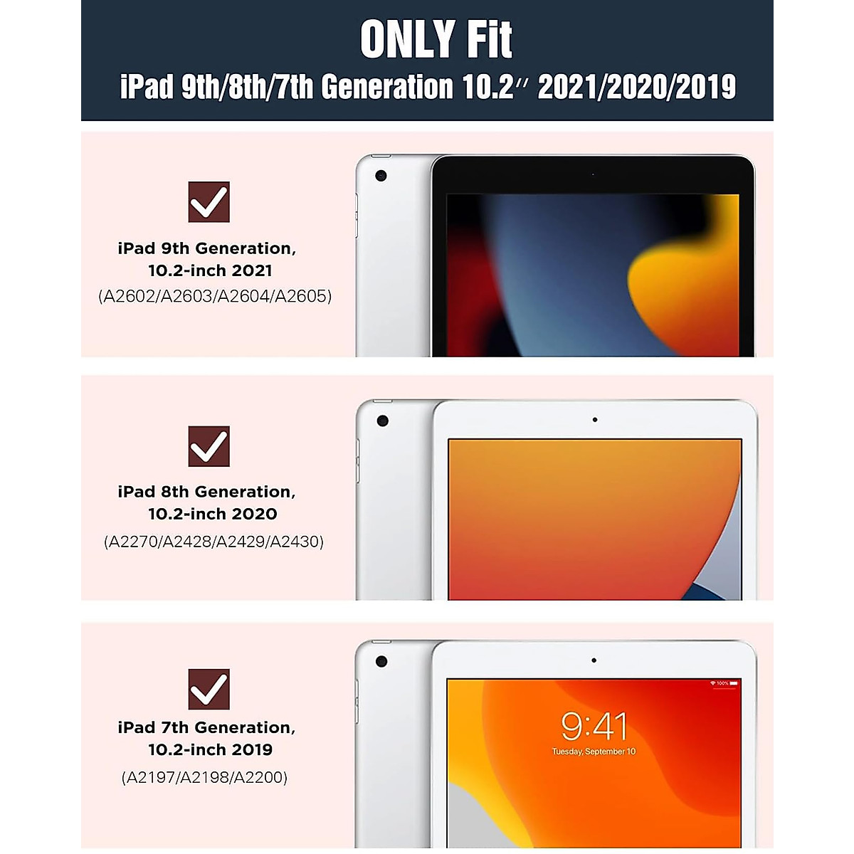 LTROP Kids Case for iPad 9th / 8th / 7th Generation 10.2-inch (2021/2020/ 2019), Shockproof iPad 10.2” Case with Built-in Screen Protector, Blue