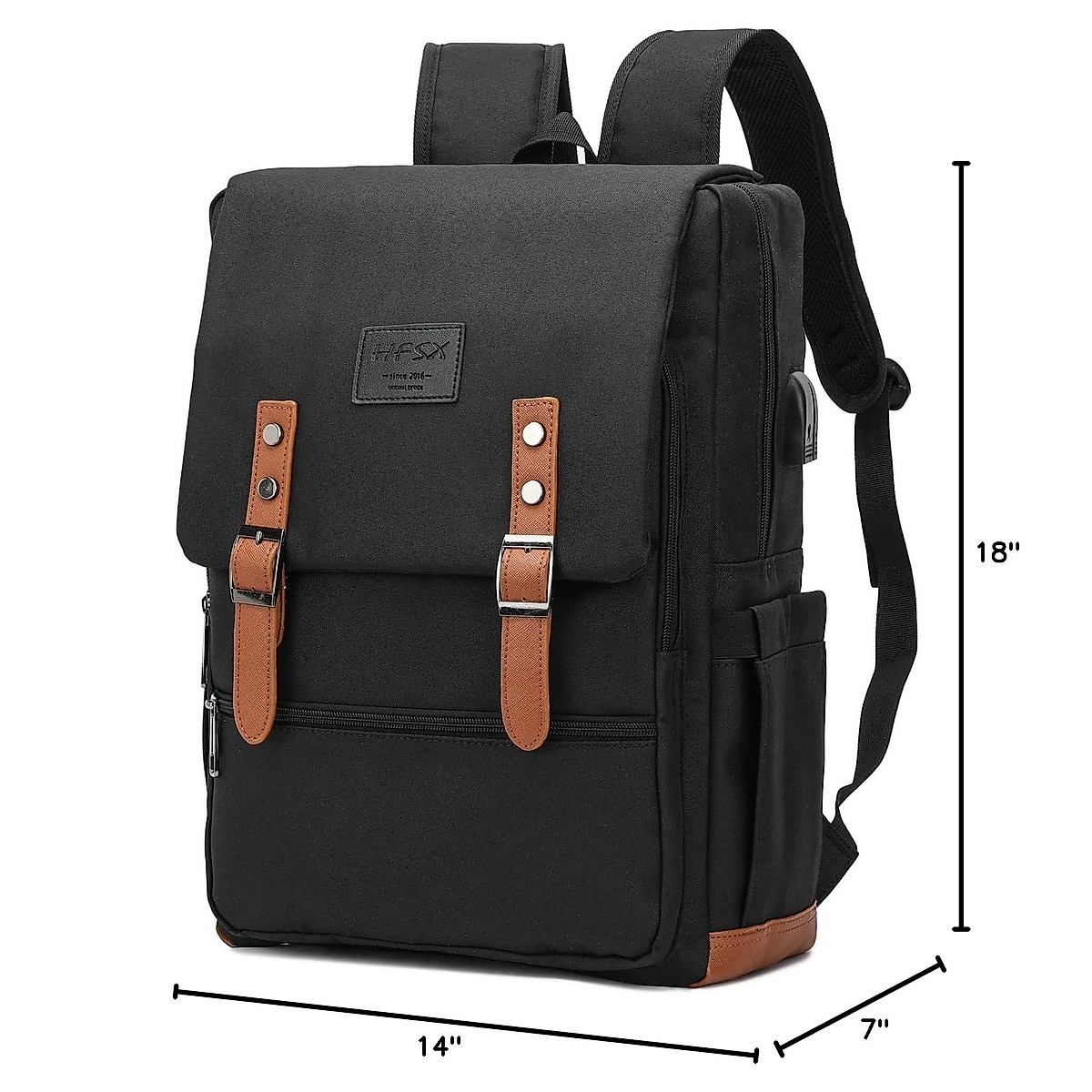 Vintage Backpack Anti Theft Laptop Backpack Men Women Business Travel Computer Backpack School College Bookbag Stylish Water Resistant Vintage Backpack with USB Port Fits 15.6 Inch Laptop Black
