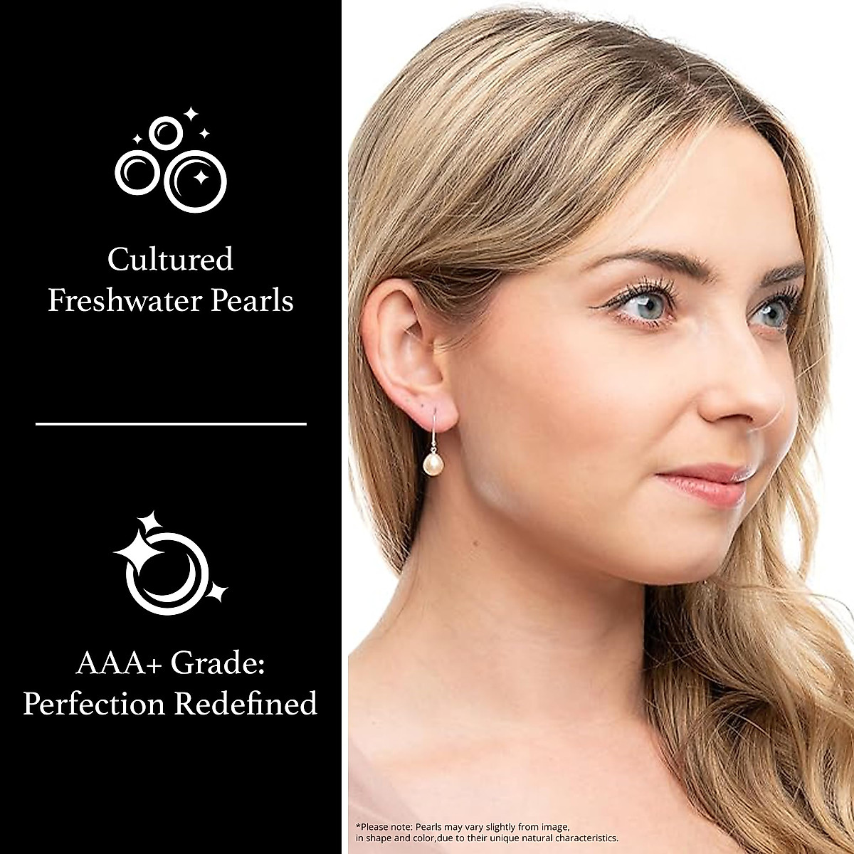 Splendid Pearls 925 Sterling Silver 8mm Genuine Pearls Freshwater Cultured Lever-back Dangling Earrings for Women (Pink)