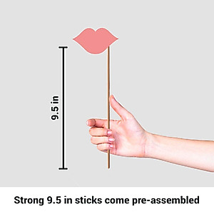 Fully Assembled Wedding Photo Booth Props - Set of 40 - Gold, Pink, Teal, & Silver Selfie Signs - Wedding Party Supplies & Decorations - Cute Wedding Designs with Real Glitter - Did we mention no DIY?