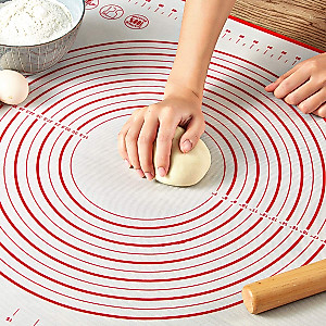 Pastry Mat for Rolling Dough, WeGuard 24"x20" Silicone Pastry Kneading Mat Board with Measurements Marking BPA Free Food Grade Non-stick Non-slip Rolling Dough Baking Mat
