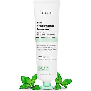 Boka Toothpaste + Floss Bundle, Ela Mint Nano-Hydroxyapatite, Fluoride-Free Remineralizing Toothpaste, 4oz 1Pk + Teflon-Free, Petroleum-Free Woven Dental Floss w/Natural Vegetable Wax, 30 Yards 1Pk