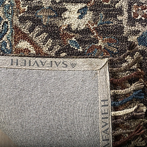 SAFAVIEH Aspen Collection Area Rug - 9' x 12', Charcoal & Light Brown, Handmade Boho Braided Tassel Wool, Ideal for High Traffic Areas in Living Room, Bedroom (APN112A)