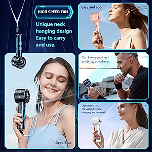 2pcs portable handheld fan personal fan portable neck fan small rechargeable fan usb mini small fan high speed motor lasts 4-16 hours 4-speed lanyard fan for summer outdoor travel children women gift