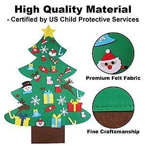 4FT DIY Felt Christmas Tree Set with 36pcs Ornaments - Wall Hanging Felt Xmas Tree for Kids Toddlers Christmas New Year Gift Decorations Party Supplier