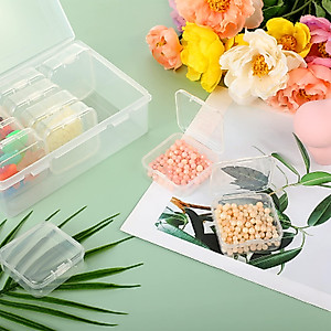 12 Pieces Small Clear Plastic Beads Storage Container and Organizer Transparent Boxes with Hinged Lid for Storage of Small Items, Jewelry, Diamonds, DIY Art Craft Accessory