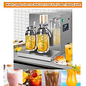 INTBUYING Automatic Milk Tea Shaking Machine Double Stations Bubble Boba Milk Tea Shaker Stainless Steel Electric Milking Tea Mixing Blender with 4 Mugs for Bubble Tea Beverages Coffee