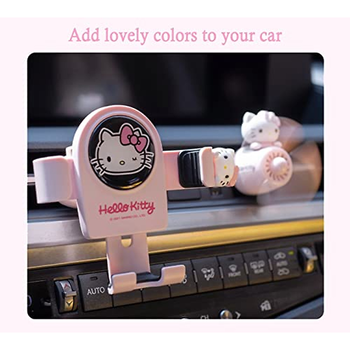 WIEEZN Cute Phone Mount for Car, Pink Cat Air Vent Clip Car Phone Holder Mount Fit for All Cell Phone, Pretty Car Accessories for Women and Girls