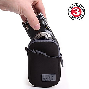 USA Gear Point and Shoot Camera Case Compatible with Nikon Coolpix A10, S4300, S6900, W300 and More - Digital Camera Sleeve Neoprene, Belt Loop, Wrist Strap, Pocket for SD Cards, Batteries (Black)