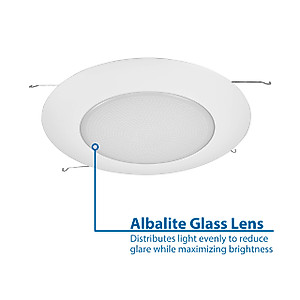 NICOR Lighting 6 inch White Recessed Shower Trim with Albalite Lens (17505)
