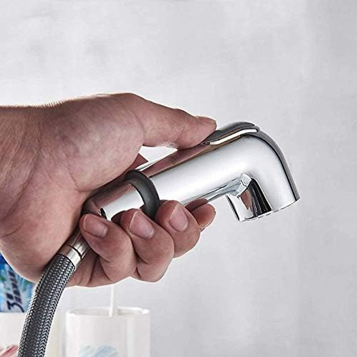 TECKI Kitchen Taps Faucet Chrome Bathroom Faucets Pull Out Bath Basin Faucet Basin Mixer Faucets Deck Brought The Mode with Two Nozzles Where Hot and Cold Water Mixes