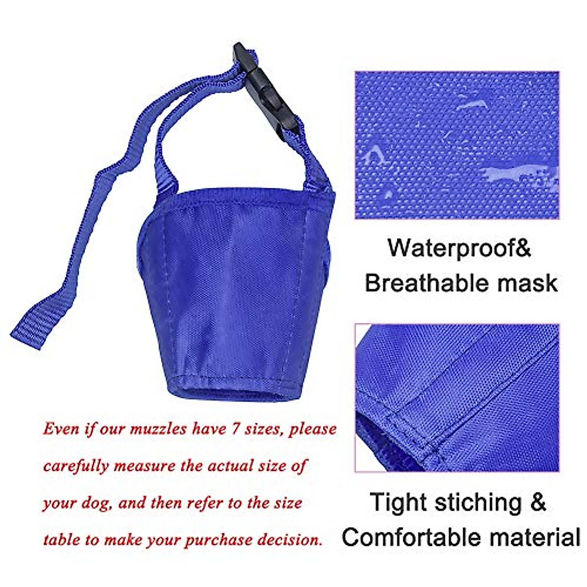 Coppthinktu Dog Muzzle Suit, 7PCS Dog Muzzles for Biting Barking Chewing, Adjustable Dog Mouth Cover for Small Medium Large Dogs, Soft Comfortable Dog Muzzle for Long Snout