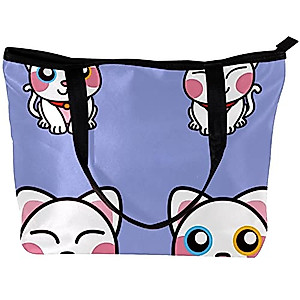 Women's Large Size Canvas Shoulder Bag Hobo Crossbody Handbag Casual Tote, cat purple animal cartoon