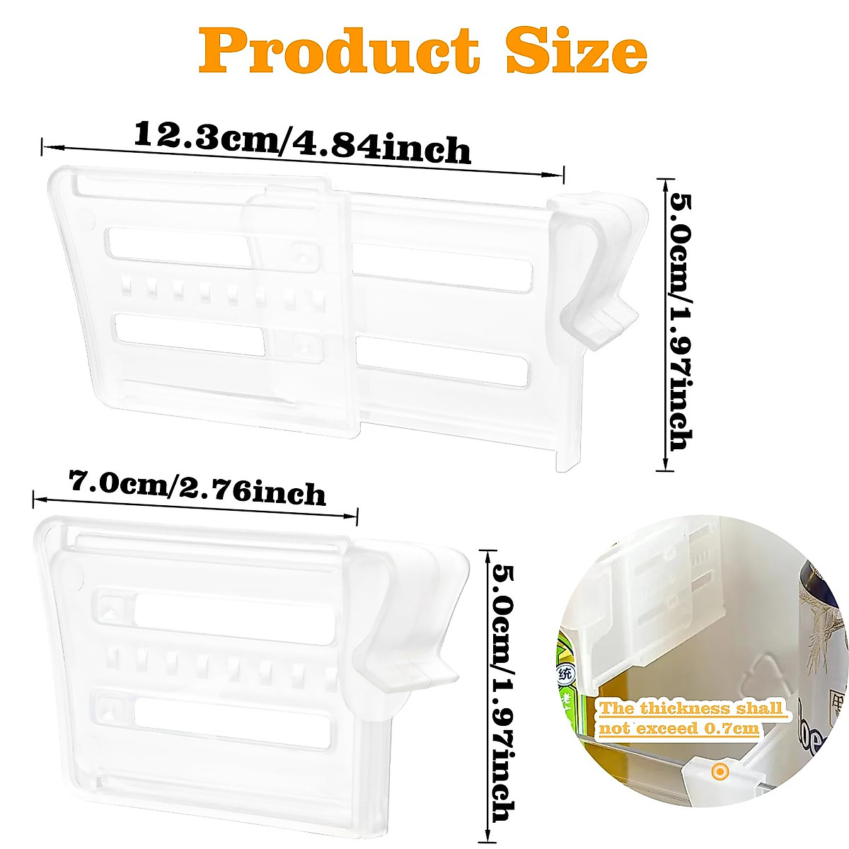 Nokiils 12 Pcs Fridge Door Organizer, Adjustable Snap-on Refrigerator Door Organizer, Fridge Dividers Retractable Separators for Home Kitchen Office Supplies (Transparent), BXFGB-011